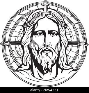 Awesome lovely Jesus Christ emblem vector art Stock Vector Image & Art ...