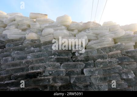 The ice is piled up in an ice cellar, North China Stock Photo - Alamy