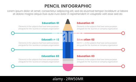 pencil education infographic 4 point stage template with long pencil ...