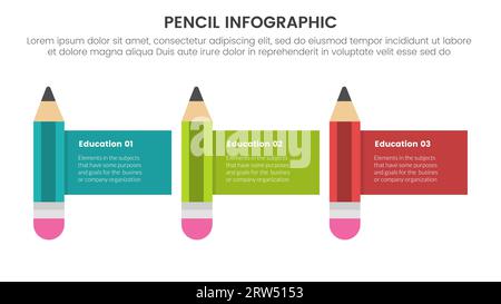 pencil education infographic 4 point stage template with long pencil ...
