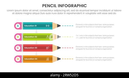 pencil education infographic 2 point stage template with long pencil vs ...
