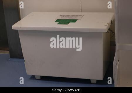 Muster station (ship assembly point), entrance to wheelhouse with ...