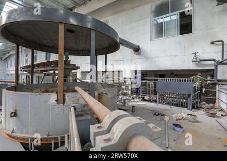 workers carry out civil construction in a factory building Stock Photo ...
