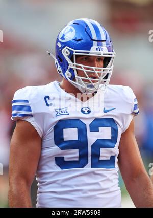BYU defensive lineman Tyler Batty speaks during a press conference at ...