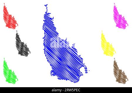 Lake Tharthar (Republic of Iraq) map vector illustration, scribble ...