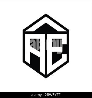 AE Letter Logo monogram simple hexagon shield shape with triangle crown isolated style design ...