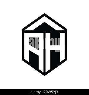 AH Letter Logo monogram simple hexagon shield shape with triangle crown ...
