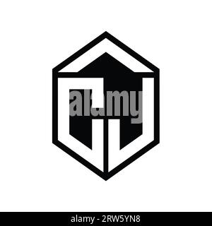 CJ Letter Logo monogram simple hexagon shield shape with triangle crown isolated style design ...