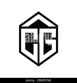 CG Letter Logo monogram simple hexagon shield shape with triangle crown isolated style design ...