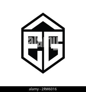 EG Letter Logo monogram simple hexagon shield shape with triangle crown isolated style design ...