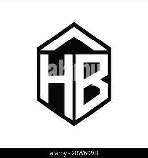 HB Letter Logo monogram simple hexagon shield shape with triangle crown ...