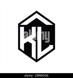 KL Letter Logo monogram simple hexagon shield shape with triangle crown ...