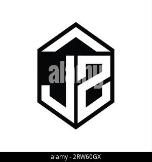 JZ Letter Logo monogram simple hexagon shield shape with triangle crown ...
