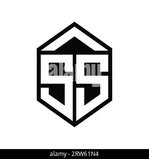 SS Letter Logo monogram simple hexagon shield shape with triangle crown ...