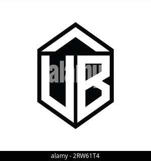 UB Letter Logo monogram simple hexagon shield shape with triangle crown ...