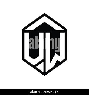 VW Letter Logo monogram simple hexagon shield shape with triangle crown isolated style design ...