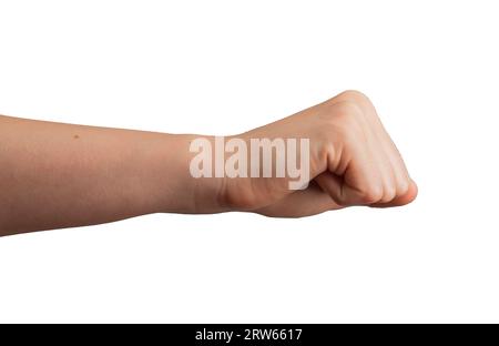 Fist outstretched forward, side view, isolated on white background ...