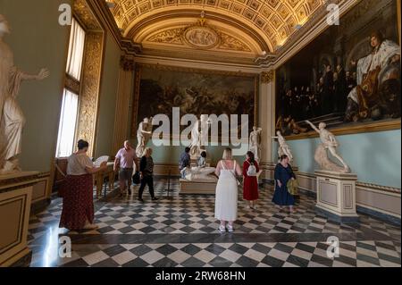 A group of marble statues of, the Dying Niobid, is on display at the ...
