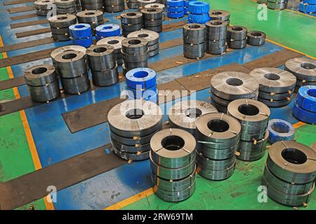The strip steel products are in the workshop, North China Stock Photo ...