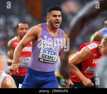 Adam Gemili of GB & NI competing in the men’s 4x100m race on day eight ...