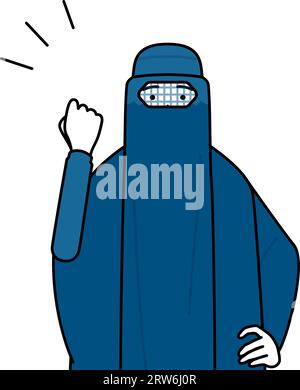 Muslim woman in burqa posing with guts, Vector Illustration Stock ...