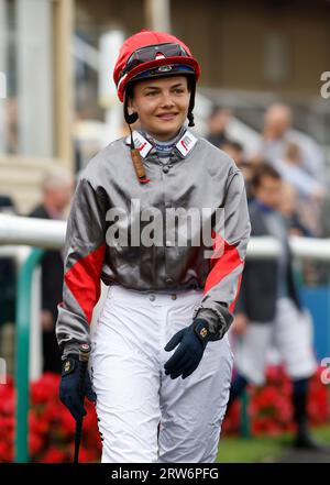 Jockey Megan Nicholls at Doncaster Racecourse. Picture date: Friday ...