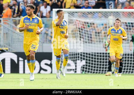 Walid Cheddira of US Sassuolo celebrates after scoring a goal during ...