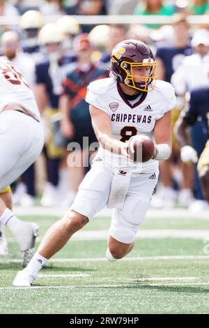 Central Michigan quarterback Jase Bauer (8) celebrates a touchdown with ...