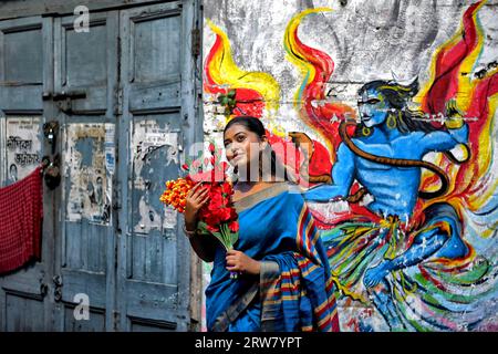 Fashion model, Rima Bhattacharya poses while wearing a traditional ...