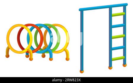 cartoon scene with colorful playground kindergarten element ladder for ...