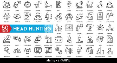 Head Hunting icon set. Included the icons as Job Interview, Career Path, Resume and more Stock ...