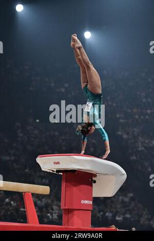 Mexico's Ahtziri Sandoval competes in the women's artistic gymnastics ...