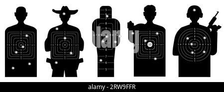 Black silhouette targets. Crosshair shapes for weapon shooting ...