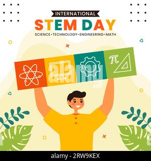 STEM Science, Technology, Engineering, Mathematics Education Social Media Post Illustration Flat ...