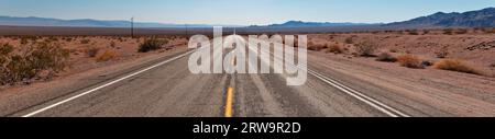 Route 66 towards Joshua Tree National Park, panoramic view Stock Photo ...