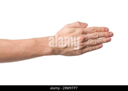 Male hand gesture. Opposite side of palm isolated on white Stock Photo ...