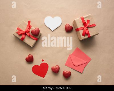 Ribbon with hearts on pink background. Valentine's Day celebration ...