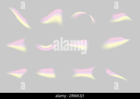 Set of color gradient overlays, pastel shapes of color refraction. Y2K ...