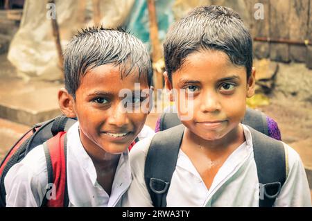 Khulna, Bangladesh, circa July 2012: Native children pose with their ...