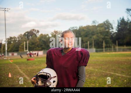 Female Kicker on highschool Football team Stock Photo - Alamy