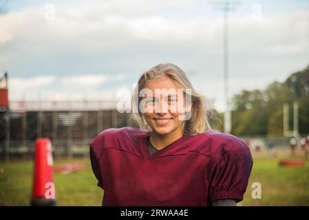 Female Kicker on highschool Football team Stock Photo - Alamy