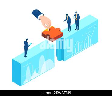 Business people working with puzzles, solving problems, find solution ...