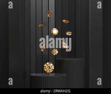 Beautiful Falling Diamonds - 3D Render Illustration Stock Photo - Alamy