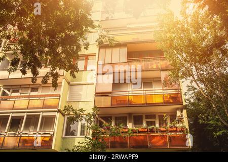 Panel building built in the communist era.Hungary,Budapest. High ...