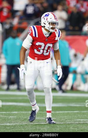 New England Patriots linebacker Marte Mapu warms up at the NFL football ...