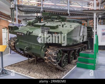 A Royal engineers Combat Engineer Tractor, on its road transporter, at ...