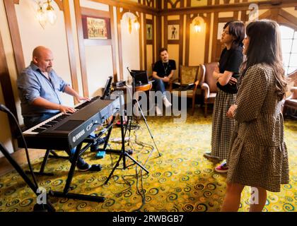 Ellie Skye and Laura Hickie recording West End New Friends at the ...