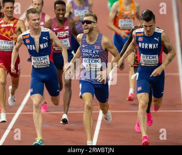 Josh Kerr of GB & NI crosses the finishing line to win the1500m men ...