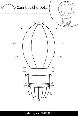 Dot to Dot Hot Air Balloon Vehicle Isolated Stock Vector Image & Art ...