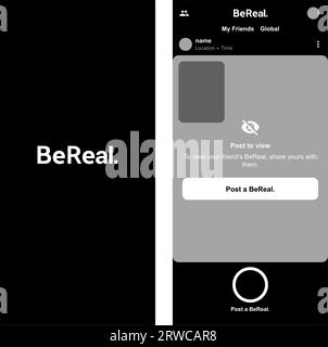 Kharkiv, Ukraine - June 18, 2023. BeReal mockup post template vector ...